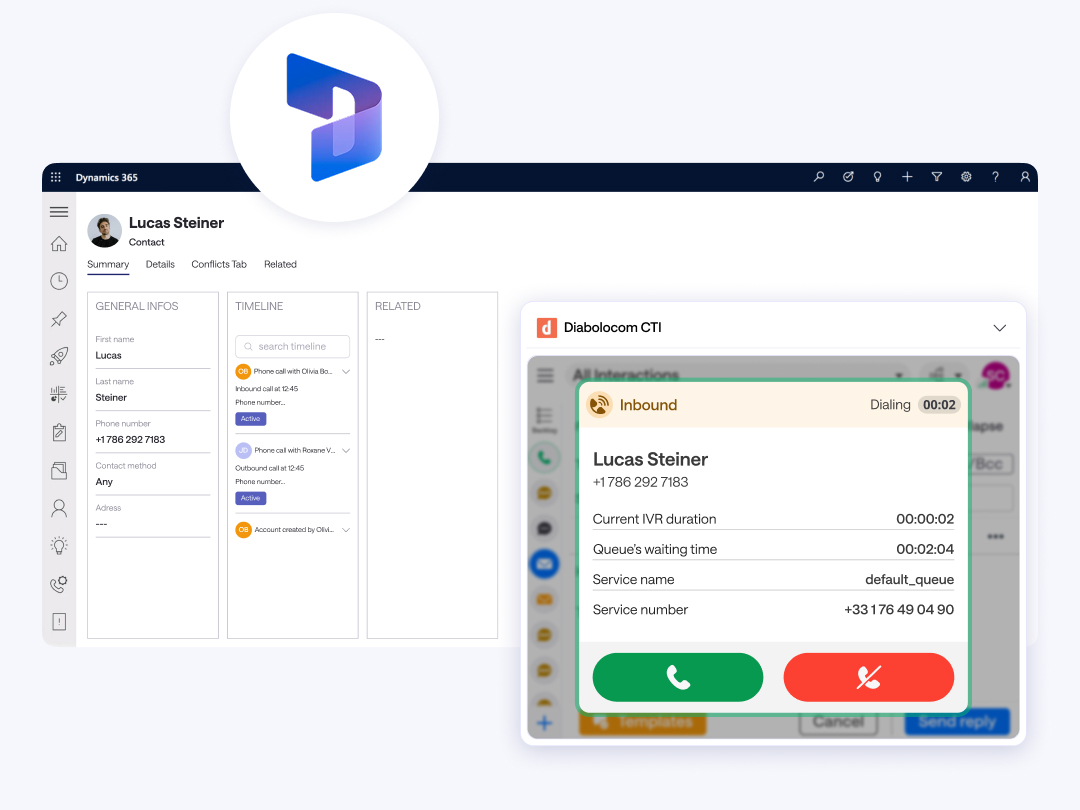 CTI Microsoft Dynamics | Centralisez vos interactions | Diabolocom