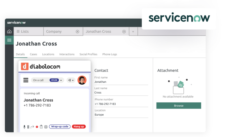 CTI ServiceNow | Intégration native simple et rapide | Diabolocom