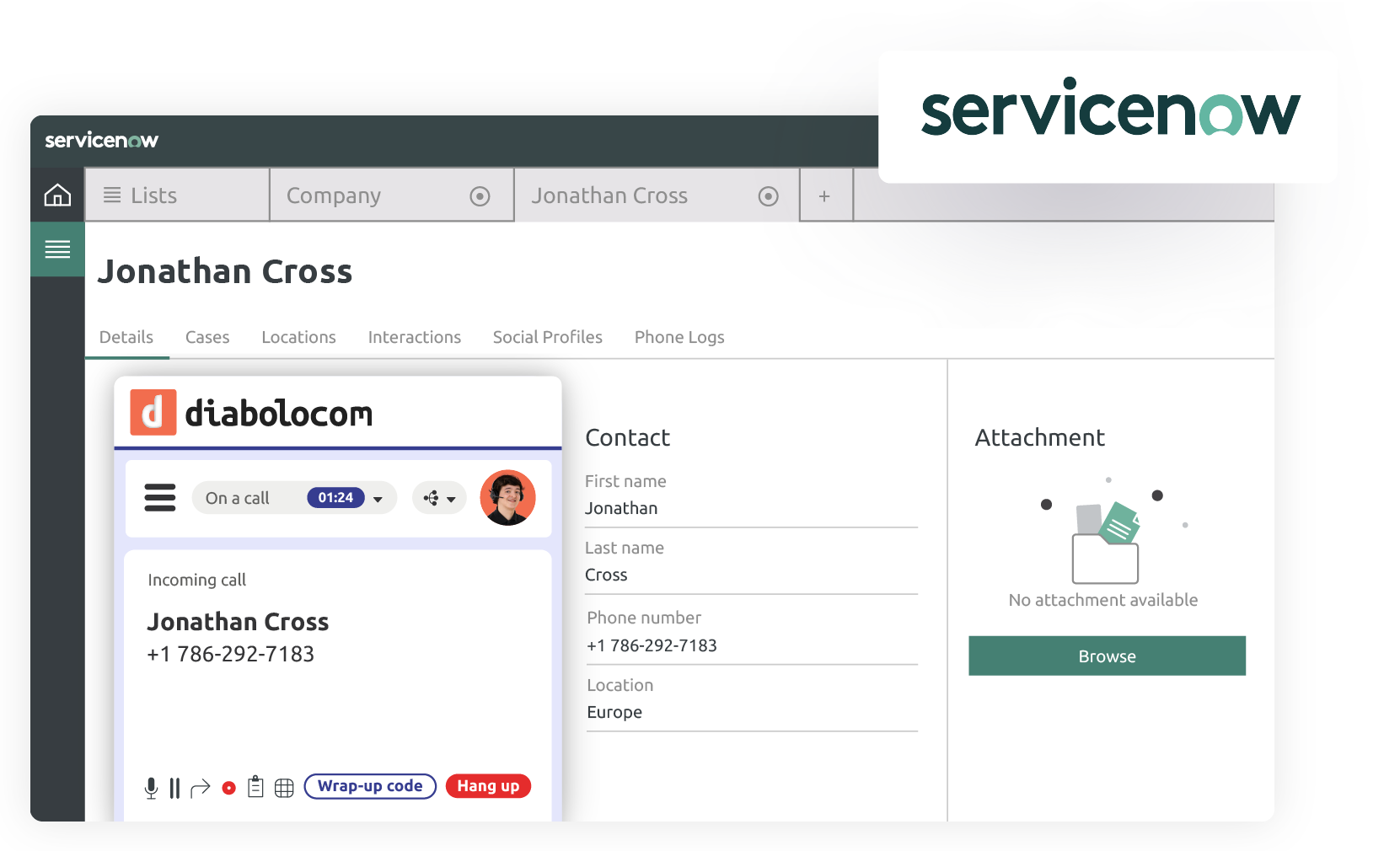 CTI ServiceNow | Intégration native simple et rapide | Diabolocom